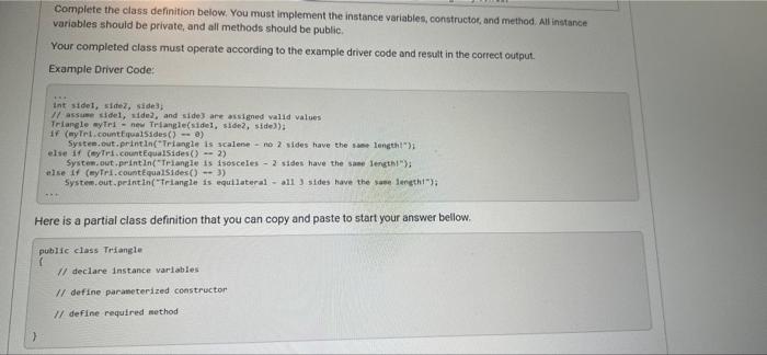 Solved Complete the class definition below. You must | Chegg.com