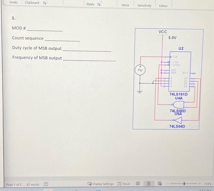 Solved Mod Count Sequence Duty Cycle Of Msb Output