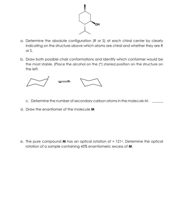 Solved он a. Determine the absolute configuration (R or S) | Chegg.com