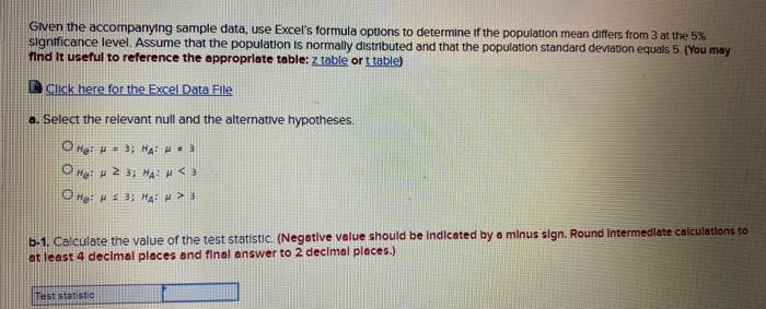 Solved Given The Accompanying Sample Data Use Excels 