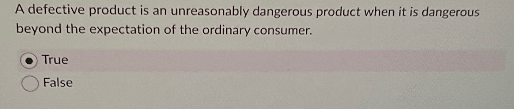 Solved A defective product is an unreasonably dangerous | Chegg.com