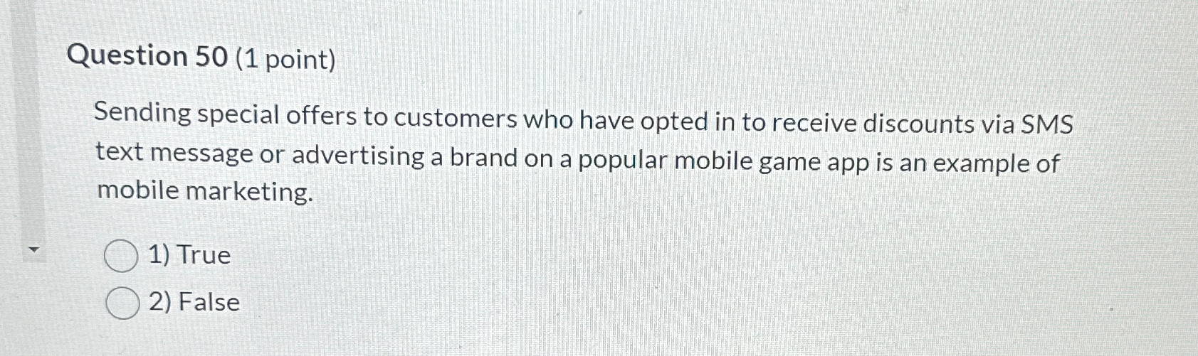 Solved Question 50 (1 ﻿point)Sending special offers to | Chegg.com