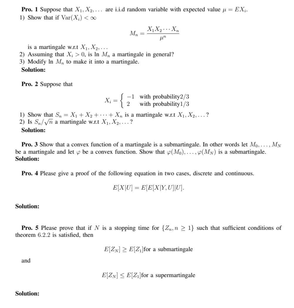 Pro. 1 Suppose that X1,X2,… are i.i.d random variable | Chegg.com