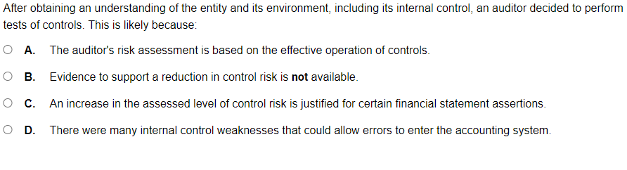 Solved After obtaining an understanding of the entity and | Chegg.com