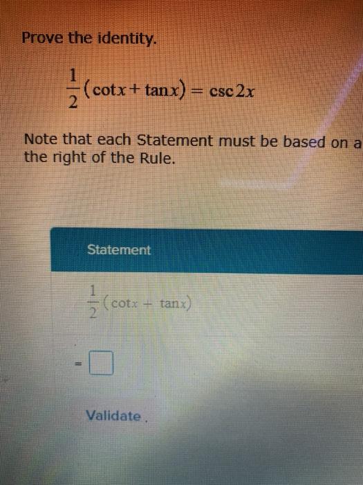 Solved Prove the identity. 17 ( cot cotx+ tanx) = csc 2x 2 | Chegg.com