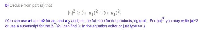 Solved Let {a1,a2} be an orthonormal set of vectors in Rn, | Chegg.com
