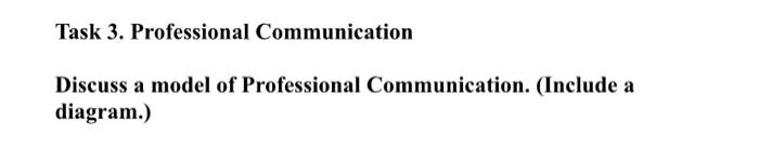 Task 3. Professional Communication Discuss a model of | Chegg.com