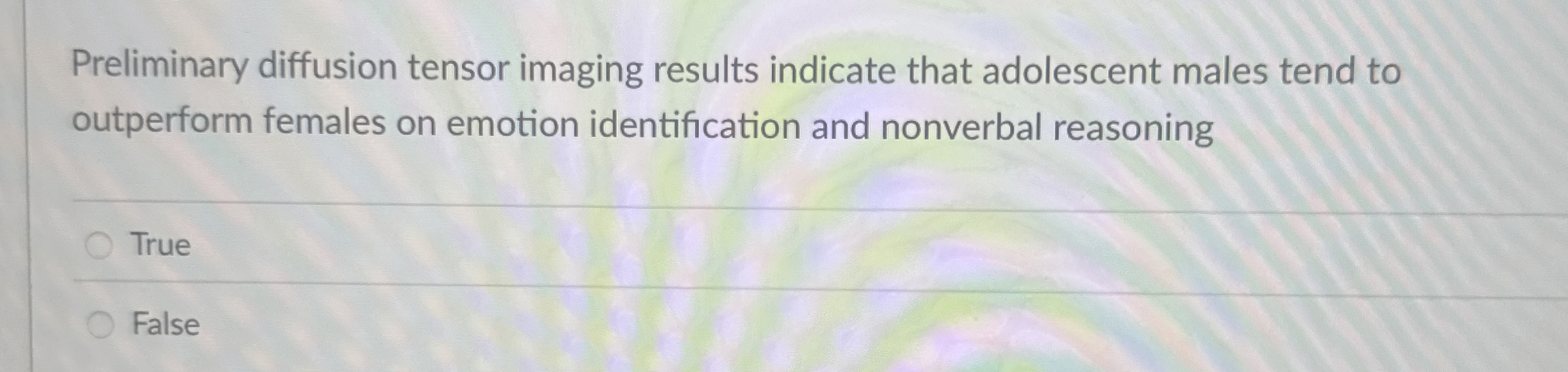 Solved Preliminary diffusion tensor imaging results indicate | Chegg.com