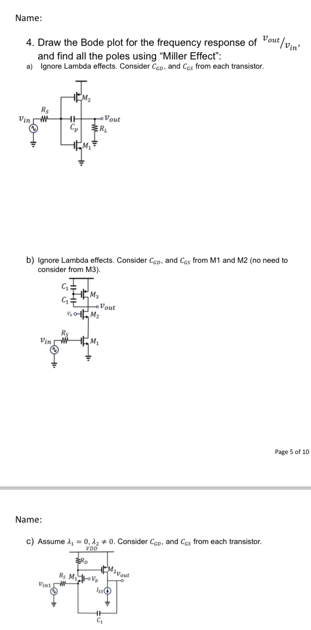 Solved Name:4. ﻿Draw the Bode plot for the frequency | Chegg.com