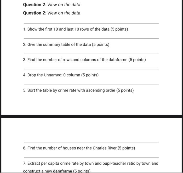 Solved Question 2 View On The Data Question 2 View On The