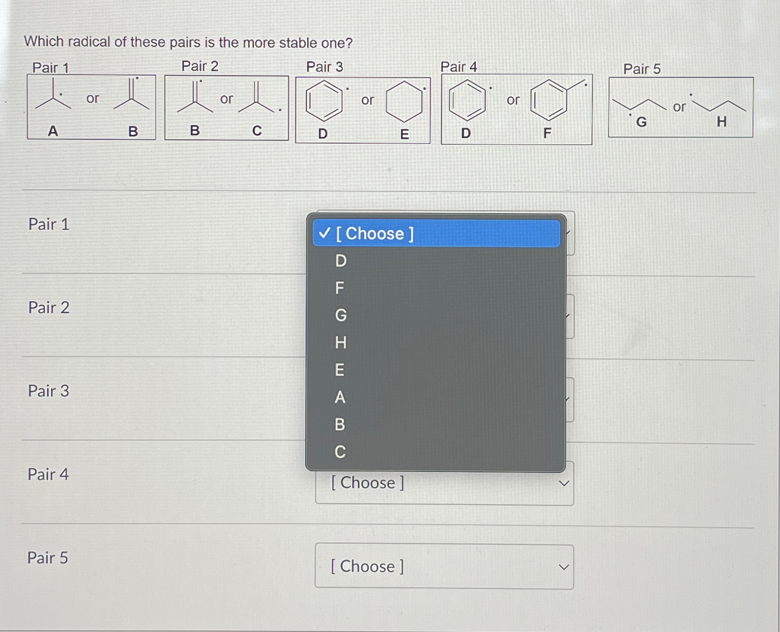 Solved Which radical of these pairs is the more stable | Chegg.com