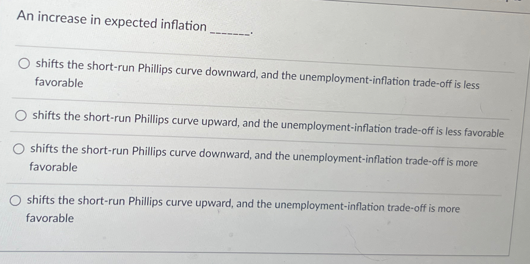 Solved An increase in expected inflation q,q, ﻿shifts the | Chegg.com
