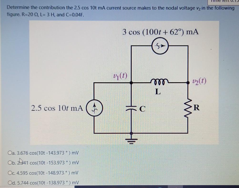 Solved Determine the contribution the 2.5 cos 100 mA current | Chegg.com
