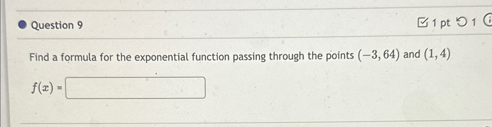 Solved Question 91 ﻿pt 1Find a formula for the exponential | Chegg.com