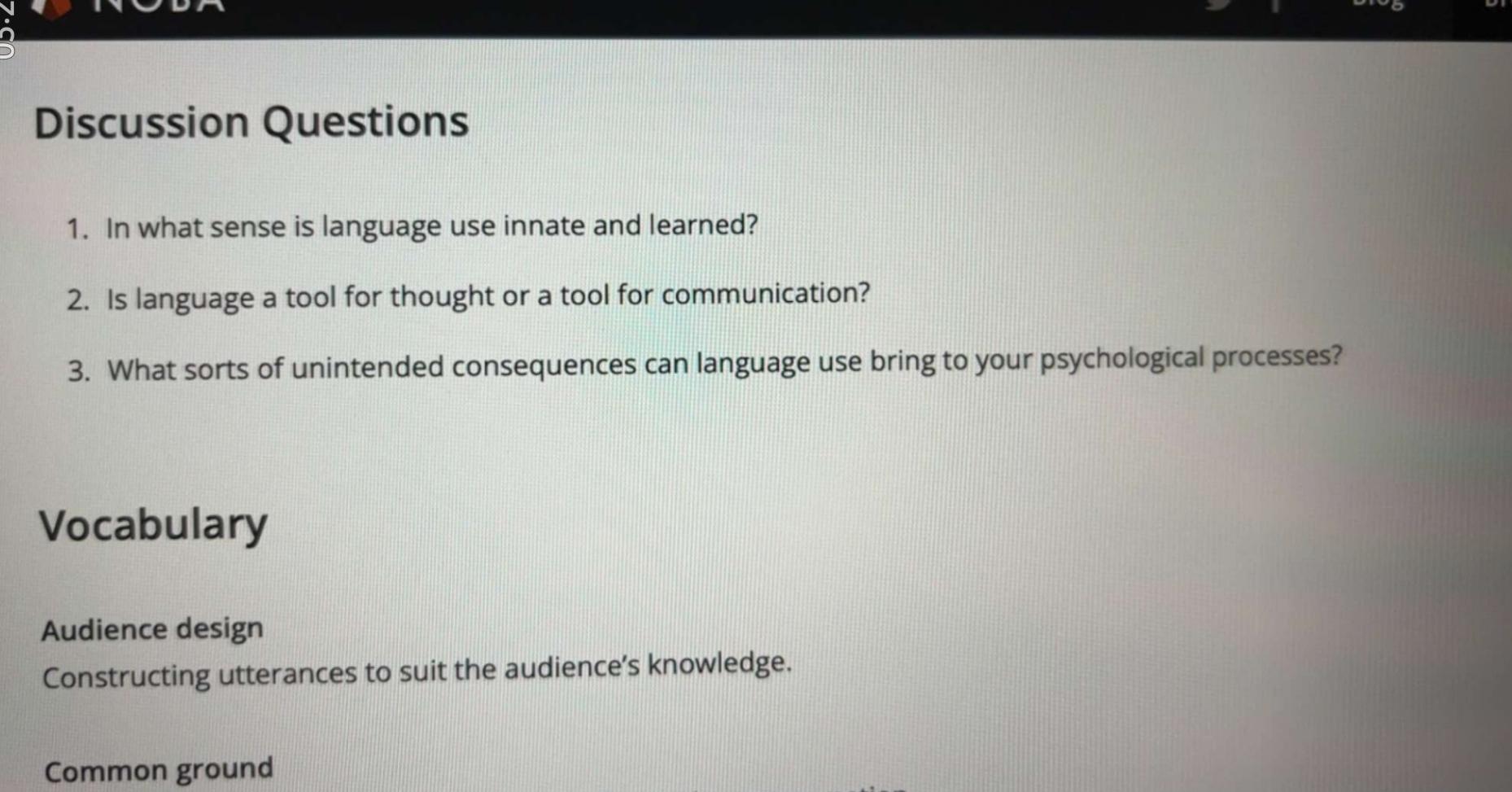 Solved 1. In what sense is language use innate and learned? | Chegg.com