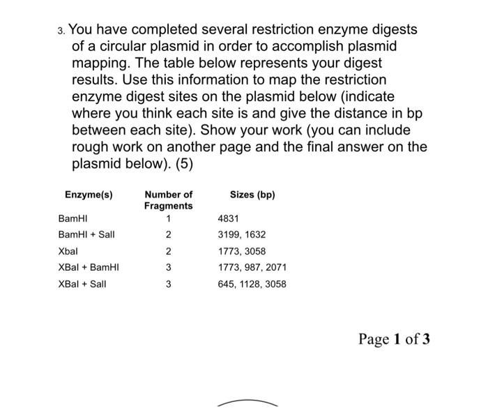 Assignment 1 Molecular Cloning Practice Problems | Chegg.com