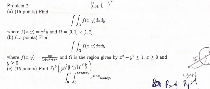 Solved Problem 2:(a) (15 ﻿points) ﻿Find∬Ωf(x,y)dxdywhere | Chegg.com