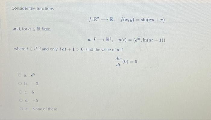 Solved Consider the functions and, for a E R fixed, 0 a. e5 | Chegg.com