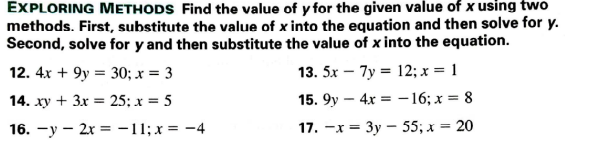 Solved EXPLORING METHODS Find the value of y ﻿for the given | Chegg.com