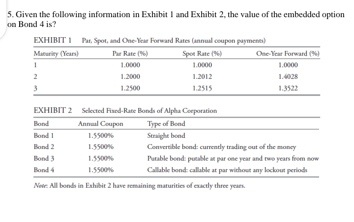 5. Given the following information in Exhibit 1 and | Chegg.com