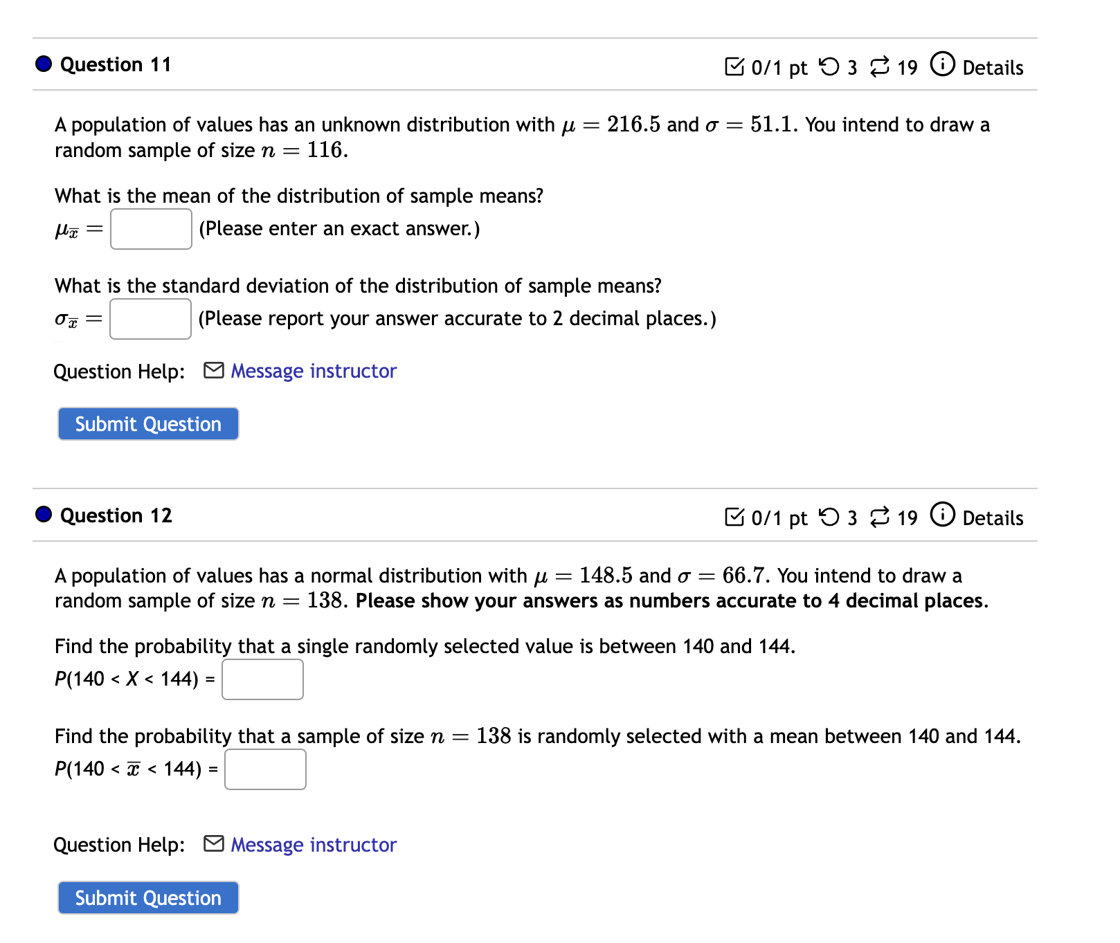 Solved Question 11A population of values has an unknown | Chegg.com