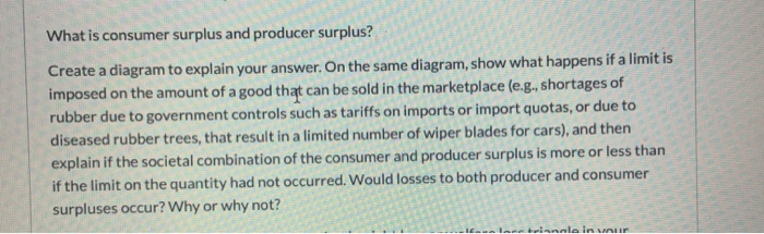 Solved What is consumer surplus and producer surplus? Create | Chegg.com