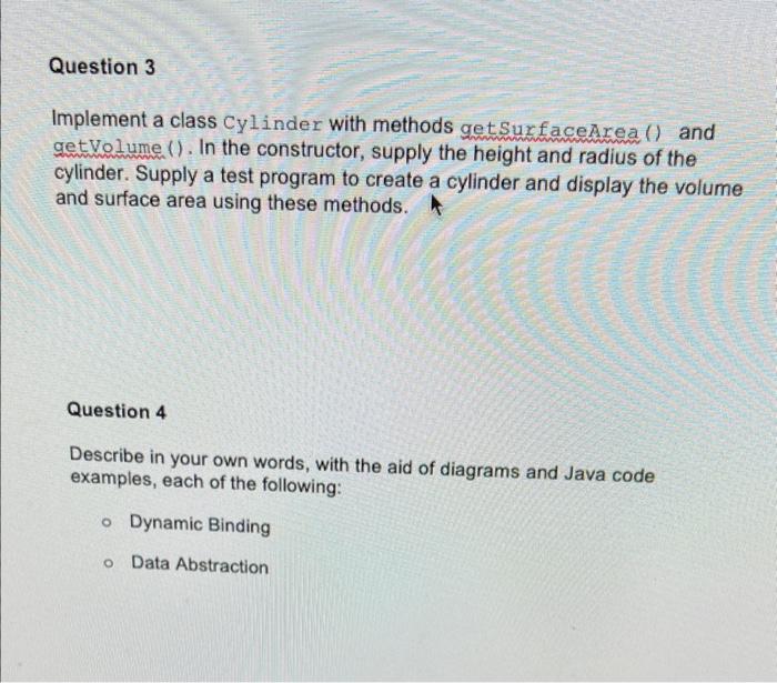 Solved Implement a class Cylinder with methods | Chegg.com