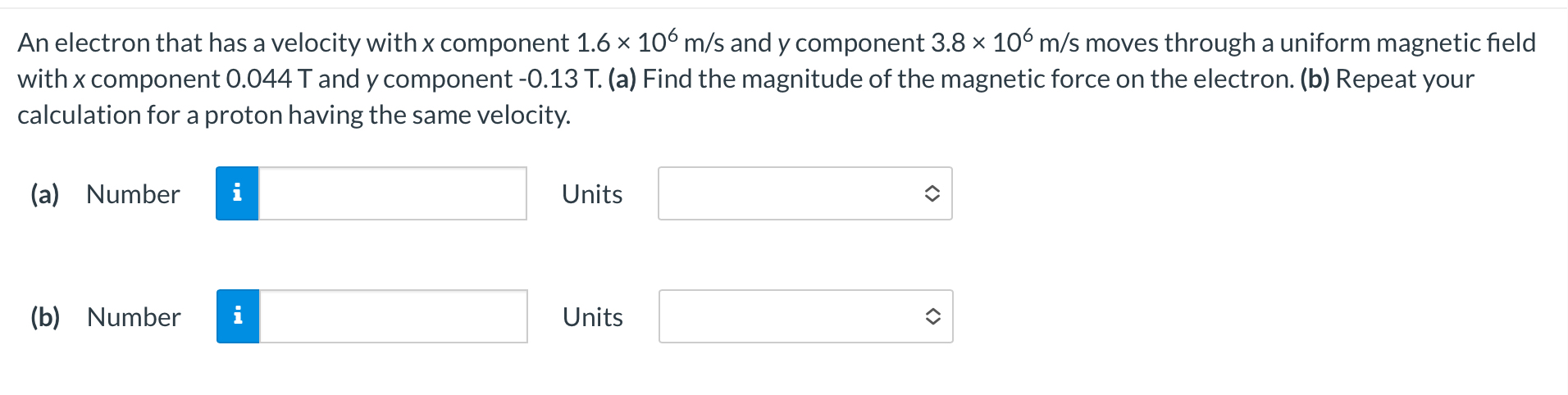 Solved An electron that has a velocity with x ﻿component | Chegg.com