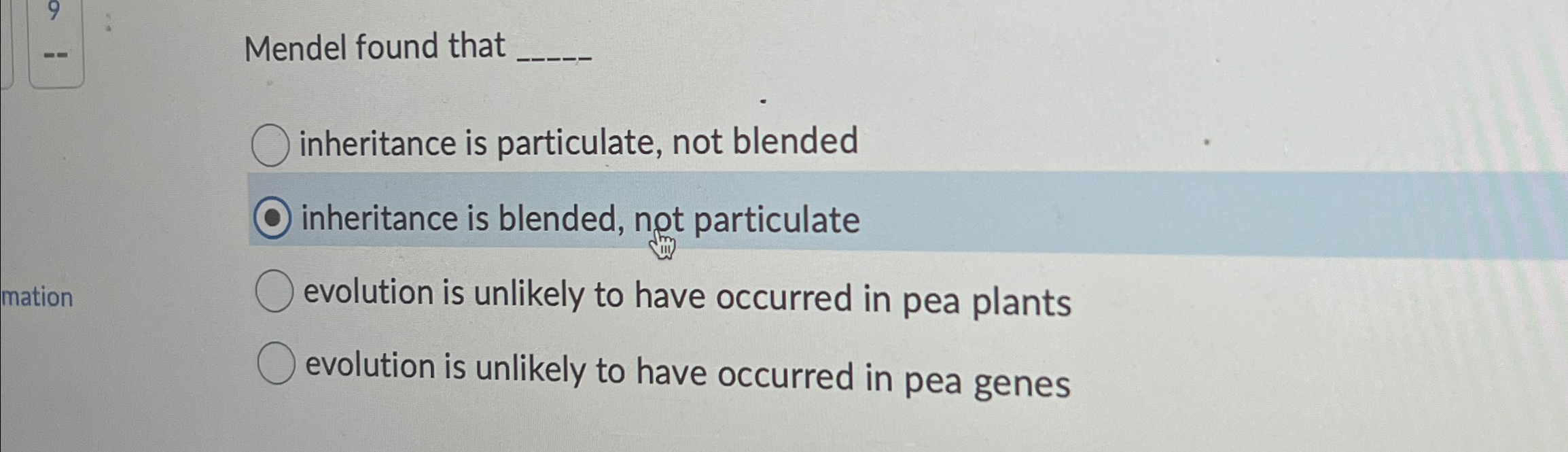 Solved Mendel found that q,inheritance is particulate, not | Chegg.com Solved Mendel found that q,inheritance is particulate, not | Chegg.com