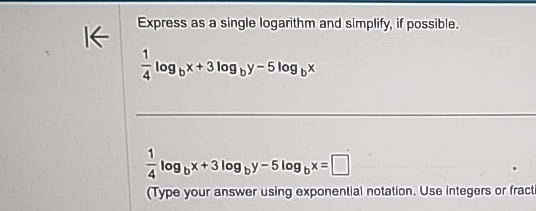Solved Express as a single logarithm and simplify, if | Chegg.com