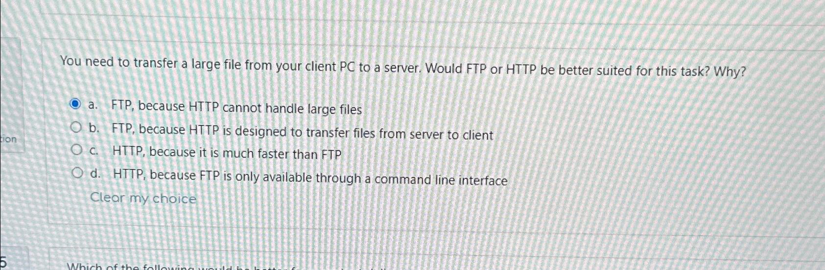 Solved You need to transfer a large file from your client PC | Chegg.com