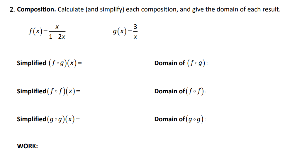 Composition. Calculate (and simplify) ﻿each | Chegg.com