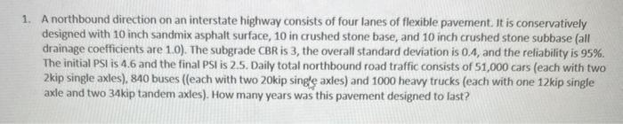 Solved 1. A northbound direction on an interstate highway | Chegg.com