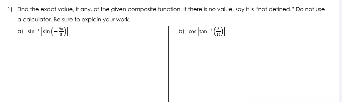 Solved Find the exact value, if any, of the given composite | Chegg.com