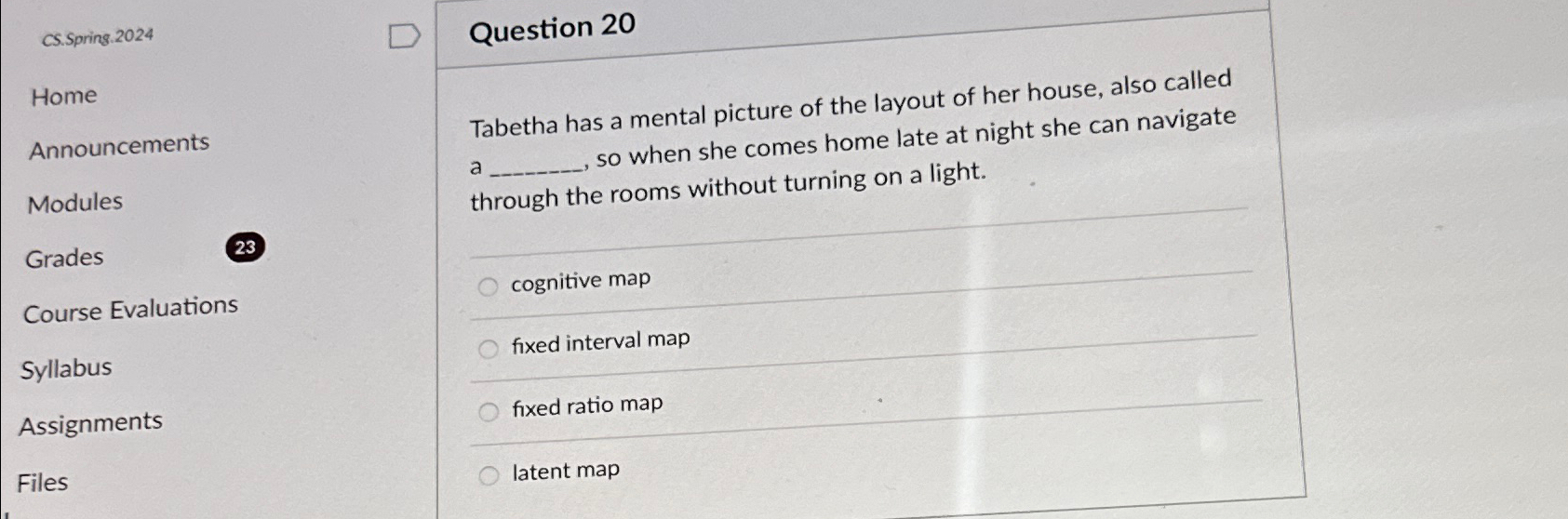 Solved CS.Spring. 2024HomeAnnouncementsModulesGradesCourse | Chegg.com