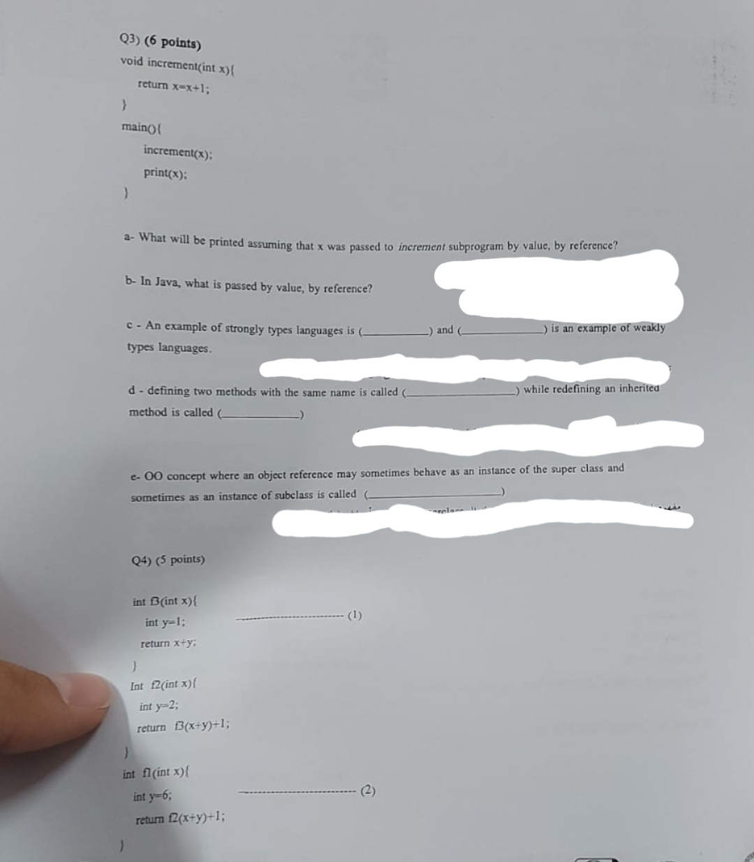 Solved c - An example of strongly types languages is ) and | Chegg.com