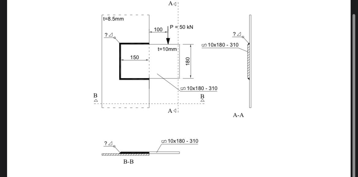 Solved Determine the required weld thickness in the welded | Chegg.com