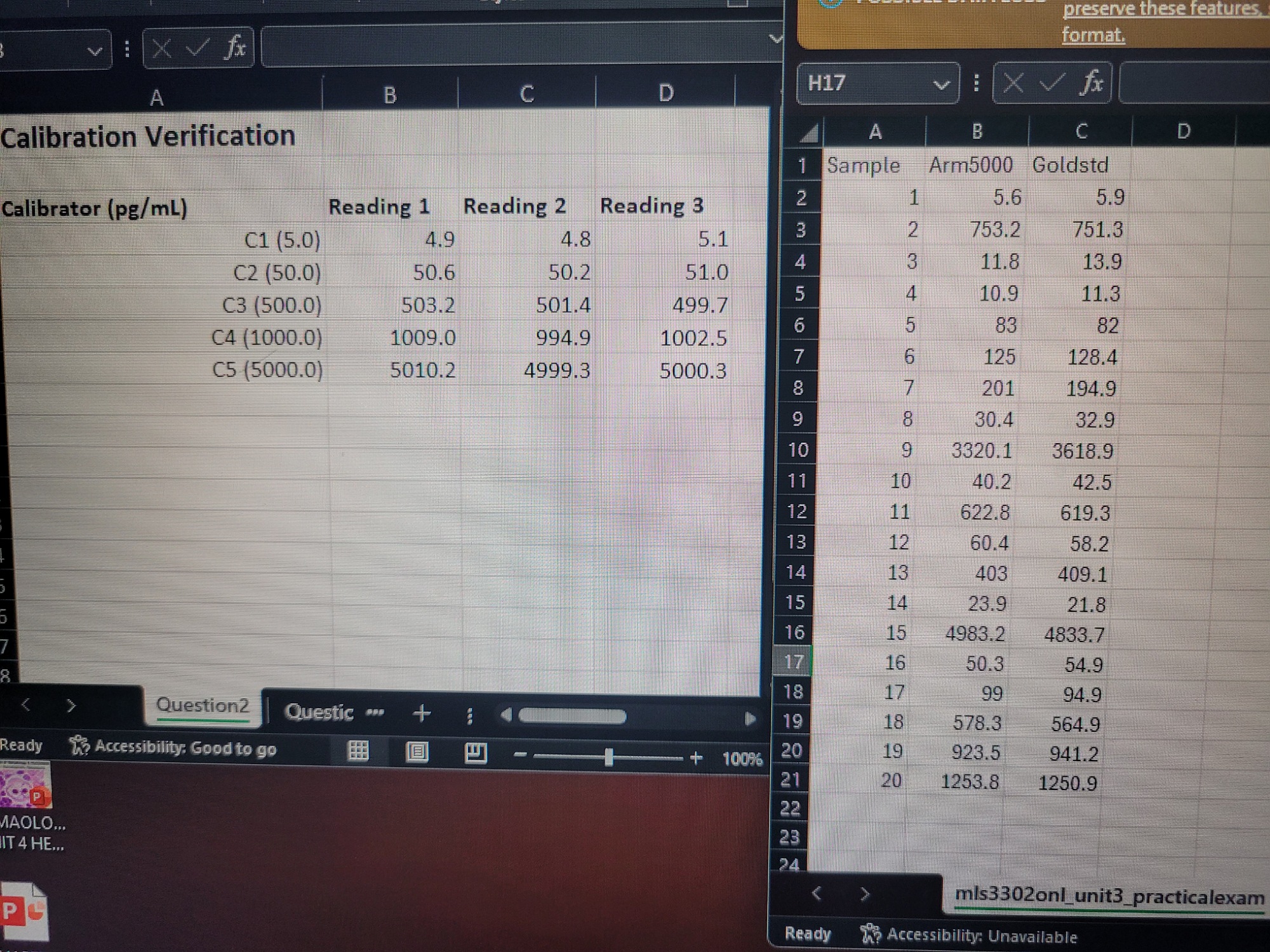 Solved 2. ﻿As a first step you decide to run a calibration | Chegg.com