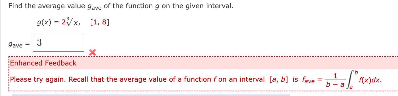 Solved Find the average value gave of ﻿the function g on | Chegg.com