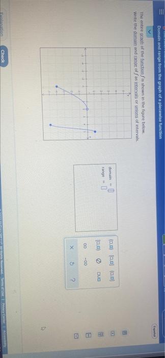 Solved Domain and range from the graph of a piecewise | Chegg.com