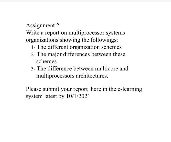 Solved Assignment 2 Write a report on multiprocessor systems | Chegg.com