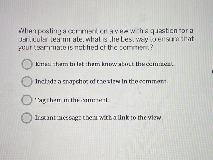 Solved When posting a comment on a view with a question for | Chegg.com