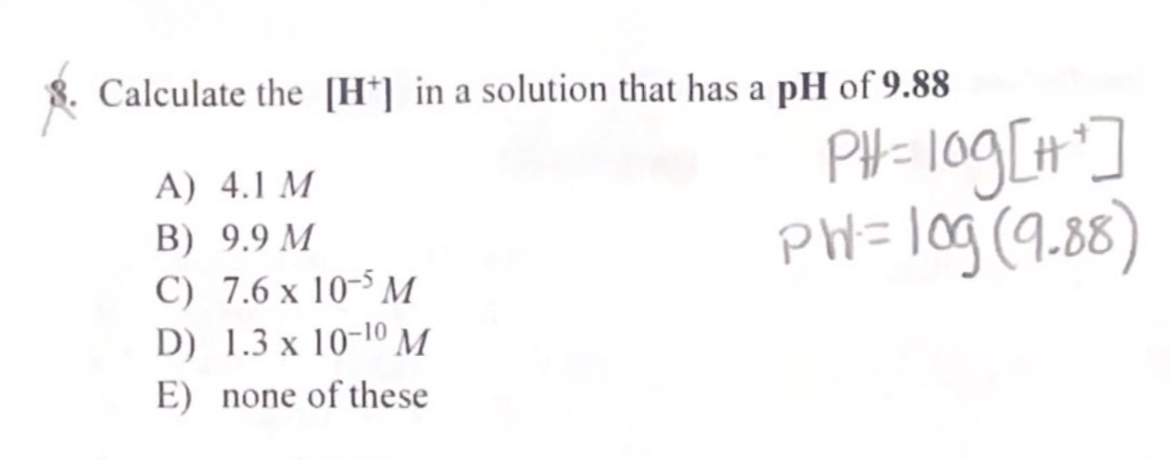 Solved Calculate the H+in a solution that has a pH ﻿of | Chegg.com