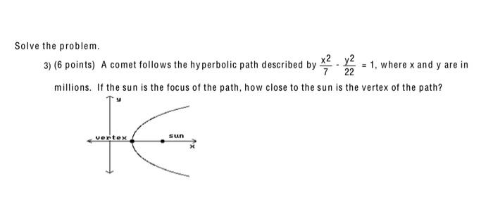 Solved Solve the problem 3) (6 points) A comet follows the | Chegg.com