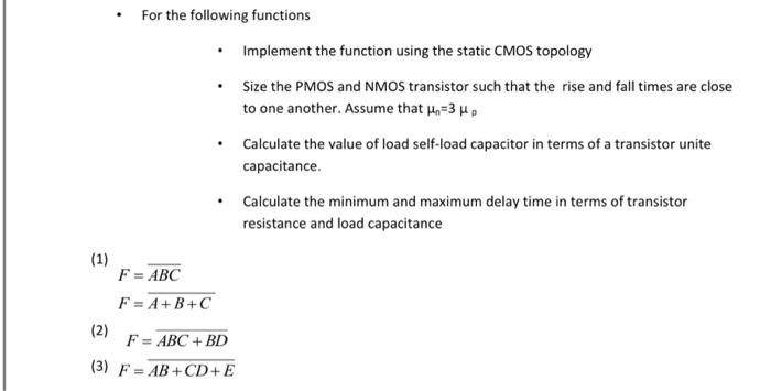 Solved For The Following Functions • Implement The Function