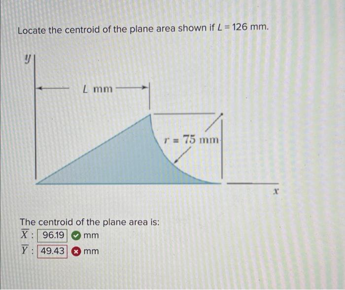 Solved Locate the centroid of the plane area shown if L = | Chegg.com