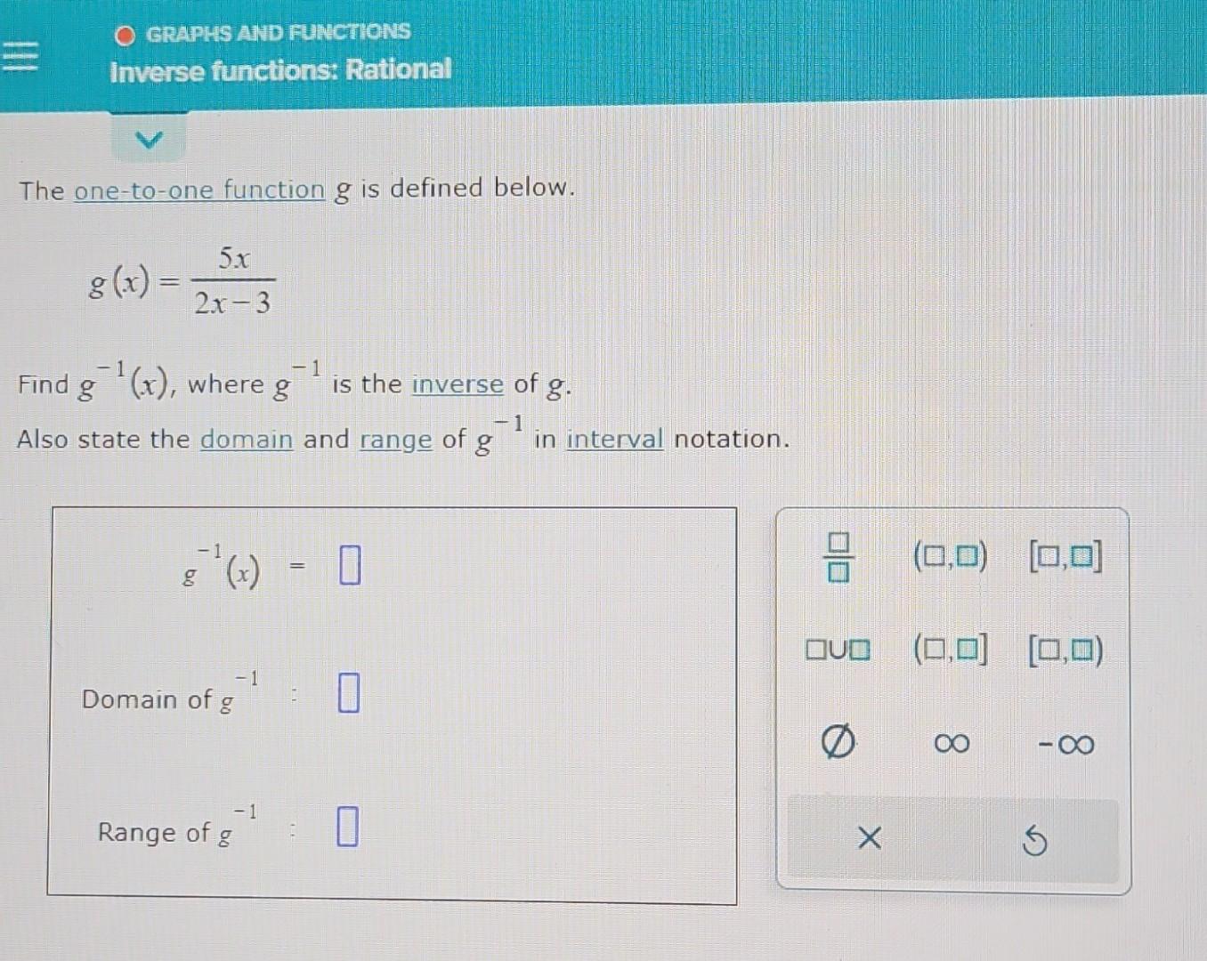 Solved The one-to-one function g is defined below. g(x) | Chegg.com
