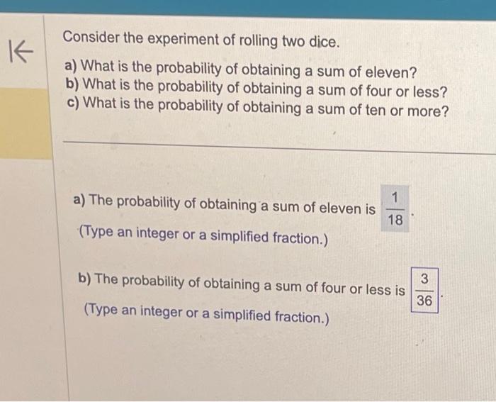 Consider the experiment of rolling two dice. a) What | Chegg.com