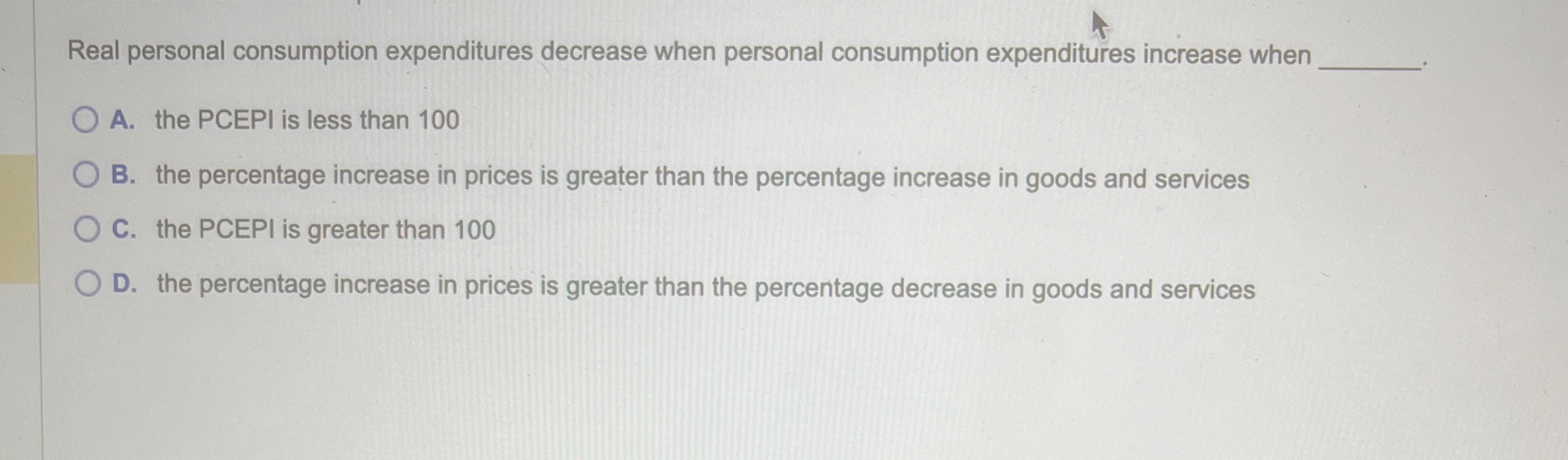 Solved Real personal consumption expenditures decrease when | Chegg.com