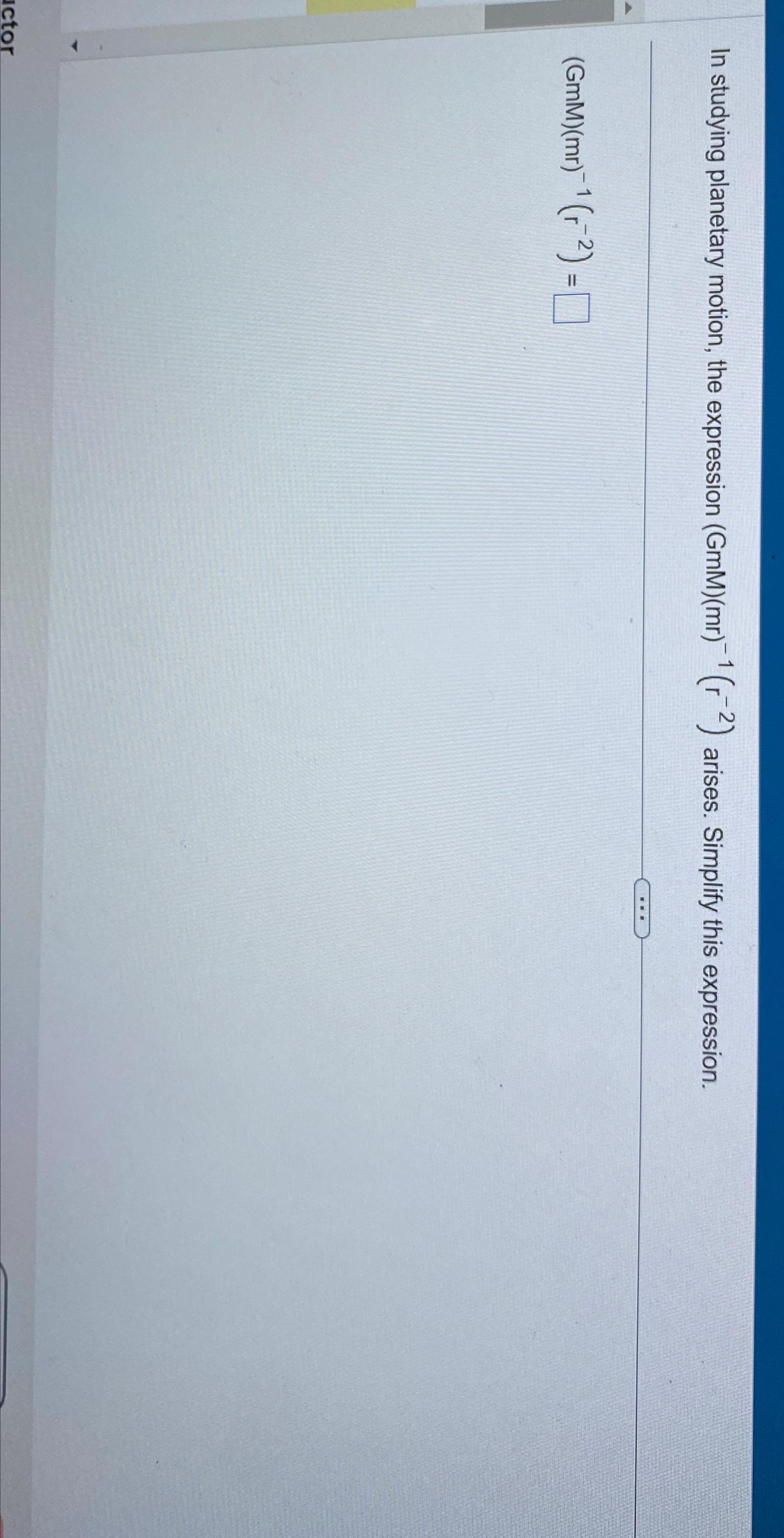 Solved In studying planetary motion, the expression | Chegg.com